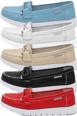 Zerimar Mocassins en Cuir pour Femmes| Confortable avec Lacets et Semelle en Caoutchouc antidérapante | Chaussures décontractées Souples et légères | Couleur 