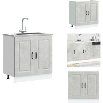 vidaXL Sp&uuml;lenunterschrank Kalmar Betongrau 80x46x81,5 cm Holzwerkstoff - Sp&uuml;lenunterschrank - Sp&uuml;lenunterschr&auml;nke - K&uuml;chenunterschrank - K&uuml;chenschrank