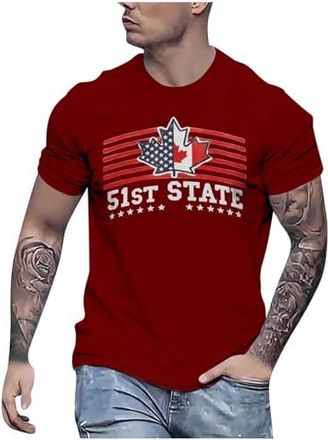 Generic T-shirts pour hommes Going Out Canada 51st State T-shirts 2025 col rond mignons hauts amples d&eacute;t&eacute; &agrave; manches courtes coupe ample d&eacute;contract&eacute; &eacute;t&eacute; 2025 T