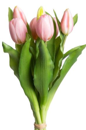 Botanic-Haus k&uuml;nstliches Tulpenb&uuml;ndel/k&uuml;nstlicher Tulpenbund Sandy mit 4 Tulpen und 3 Tulpenknospen Farbe: pink real Touch
