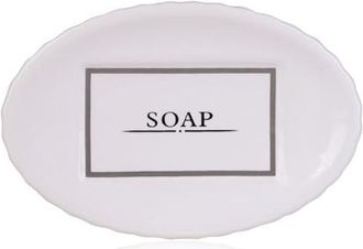 Accentra Accentra Seifenschale aus Keramik, Weiß mit Aufdruck Soap, Badezimmer-Zubehör für Waschbecken, Badewanne oder Dusche, Seifenablage