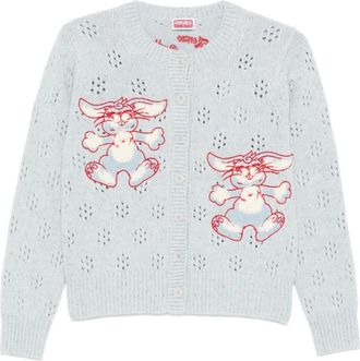 Kenzo Femme, Pulls, Bleu, Taille: 38 FR Bunny Embroidery Cardigan