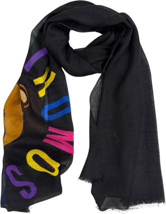 Moschino Femme, Accessoires, Noir, Taille: ONE Size Logo Orsetto Scarf