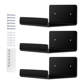 Generico Schwebende Wandregale aus Acryl, 3 St&uuml;ck, transparentes Aufbewahrungsregal, langlebiges Organizer-Regal, minimalistisches Regal f&uuml;r Mieter, Designer, 