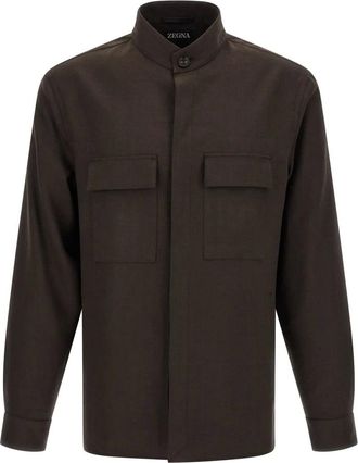 Ermenegildo Zegna Homme, Chemises, Brun, Taille: M Oasi Lino Overshirt