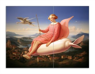 Wallario Herdabdeckplatte/Spritzschutz aus Glas, 2-teilig, 70x52cm mit 13 mm hohen Füßen, für Ceran- und Induktionsherde, Luftige Reise