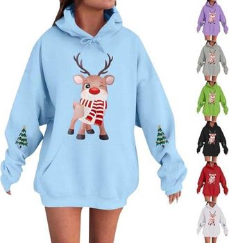 Generic HUIFUAO - Sweat à capuche « Merry Christmas » pour femme, imprimé arbre de Noël, sweatshirt à capuche chrétien à manches longues avec poches, Z03 Roug
