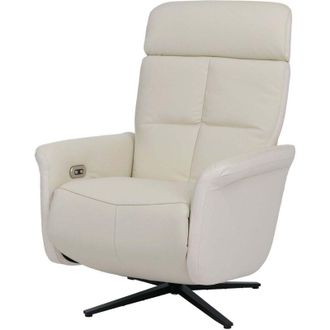 Hhg [NEUWERTIG] Relaxsessel HHG-798, TV-Sessel Liegesessel, Liegefunktion drehbar, elektrisch verstellbar Voll-Leder creme-wei&szlig;