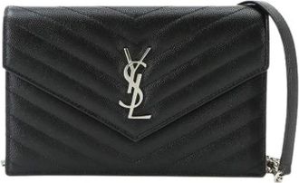 Saint Laurent Portefeuille bandouli&egrave;re Pre-owned &agrave; cha&icirc;ne - Femme - Pre-owned - Noir - Taille: ONE Size
