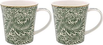 Lesser & Pavey The Leonardo Collection William Morris Larkspur Tassen Set mit 2 Tassen für Küche & Zuhause | Stilvolles Geschirr-Tassen-Set für jeden Anlass | langle