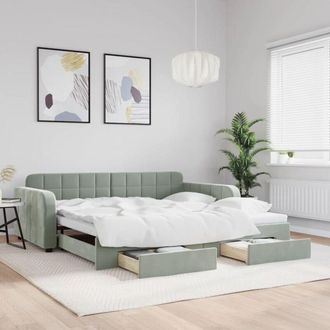vidaXL vidaXL Lit de jour avec gigogne et tiroirs sans matelas 100x200 cm