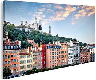 Islandburner Tableau sur toile Lyon Notredame De Fourviere Basilique avec Rivi&egrave;re Sa&ocirc;ne France Impressions Art Poster Mural