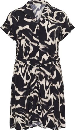 Kaffe Curve Femme, Robes, Multicolore, Taille: 56 FR Robe Chemise Noire/Lignes Naturelles