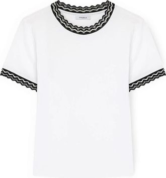 Motivi Femme, Tops, Blanc, Taille: 42 FR T-shirt &agrave; bords en maille