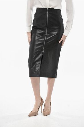 Isabel Marant Leather Midi Skirt EDIAZ with Back Zip size 40