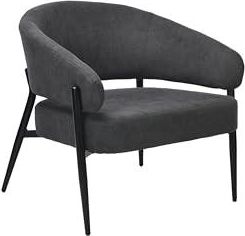 Byliving Sessel John/Webstoff dunkelgrau/Gestell Metall schwarz/Polstersessel/Lounge Chair/Armlehnsessel/B 75, H 72,5, T 73 cm