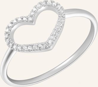 Leaf Ring Herz Aus 18 Karat Wei&szlig;gold Mit Diamanten silber