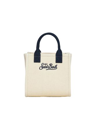 MC2 Saint Barth Womens Tote Bag Vanity Mini Canvas White Cotton Handbags Hand
