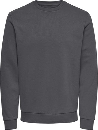 Only & Sons Herren O&S Basic Sweatshirt Regular Fit Pullover Langarm Jumper Sweater Shirt ohne Kapuze ONSCERES, Farben:Grau-3, Größe:XXL