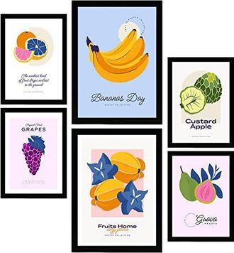Nacnic Ensemble de 6 affiches sur lalimentation et la nutrition. Tropical et Fruit&eacute;. Affiches nature et nutrition pour lam&eacute;nagement int&eacute;rieur et la d&eacute;coratio