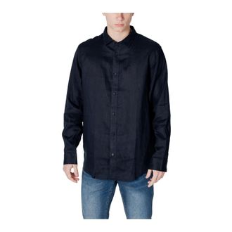 A|X Armani Exchange Homme, Chemises, Bleu, Taille: 2XL Chemise Manches Longues en Lin