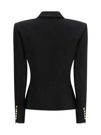 Balmain Womens Jacket Grain De Poudre Black Wool
