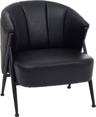 Hhg Sessel HHG-688, Polster-/Cocktail-/Clubsessel Lounge Chair Vintage Retro Industrial Metall Kunstleder schwarz