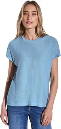 Street One A323151 T-Shirt à Rayures, Bleu sérénité, 44 Femmes