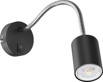 LEDs Com Leselampe WAIKA mit Schwanenhals und Schalter schwarz matt, inkl. GU10 LED Lampe (warmweiß, 5,4W, 510lm, 45°)