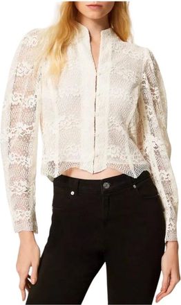 Twinset Femme, Blouses et Chemises, Beige, Taille: 36 FR Veste en dentelle macram&eacute;