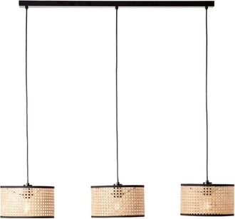 Brilliant Lampe, suspension Wiley 3-flammes noir / couleur bois, 3x A60, E27, 60W, c&acirc;ble peut &ecirc;tre raccourci / r&eacute;glable en hauteur - Brilliant