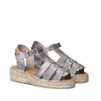 Toni Pons Espadrille Cuir Femme- Emma - Argent, 37 EU