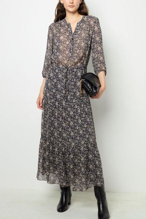 Gerard Darel Robe longue &agrave; fleurs bicolores - SABAHE - Marine