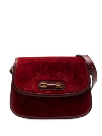 Gucci sac port&eacute; &eacute;paule Double Flap en daim (20e s.) - Rouge