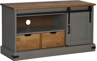 vidaXL Vidaxl - TV-Schrank halden mit Schiebetür Grau 110x40x60 cm Massivholz