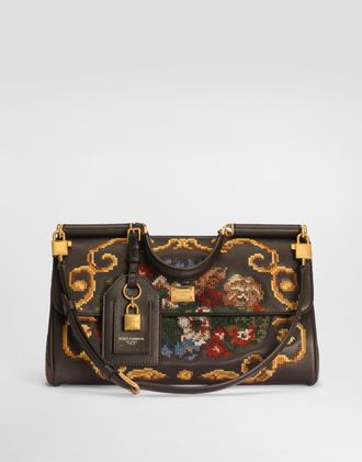 Dolce & Gabbana Handtasche My Sicily Medium Mit Petit-point-stickerei - Frau Collection Mehrfarbig Onesize