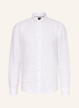 HUGO BOSS Leinenhemd Liam Regular Fit weiss