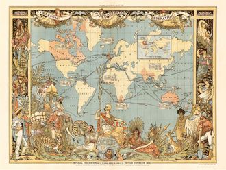 Artery8 Karte Colomb 1886 Umfang Britisches Empire Ungerahmter extragroßer Druck