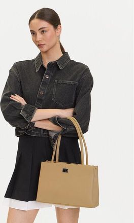 Tommy Jeans Handtasche Tjw American Cool Med Tote AW0AW17297 Beige