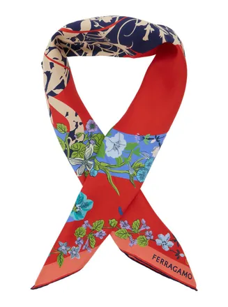 Ferragamo Womens Scarf, Red Silk Scarfs