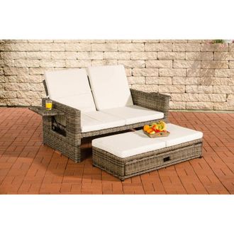 Clp Polyrattan Sofa Ancona 5mm grau-meliert cremewei&szlig;