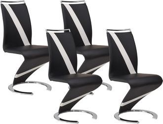 Vente-Unique Stuhl Freischwinger 4er-Set - Kunstleder - Schwarz & Wei&szlig; - TWIZY