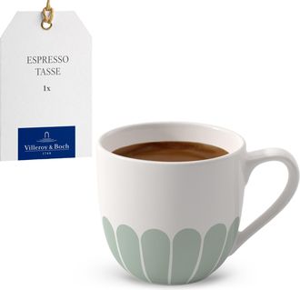 Villeroy & Boch Fleur vert Espressotasse grün, Spülmaschinenfest, Mikrowellensicher, Kleine Tasse für Espresso oder kleinen Kaffee, Kleine Kaffeetasse, Geschirr Blume