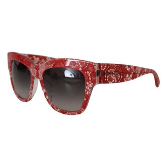 Dolce & Gabbana Femme, Accessoires, Multicolore, Taille: ONE Size Lunettes de Soleil Rouges &Eacute;l&eacute;gantes avec D&eacute;tail en Dentelle