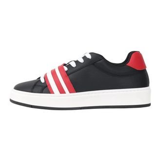 GCDS Band Logo Sneakers Schwarz/Rot Leder - - Shoes - Herren - Schwarzk - 43 EU