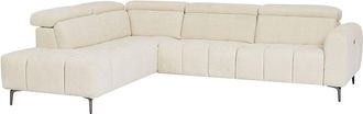 Vente-Unique Ecksofa Links elektrisch Relax - Textilstoff Beige - CALDORIA
