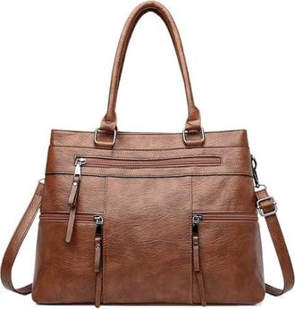 Generic Compatible avec le sac &agrave; main for femme - bandouli&egrave;re amovible, fermeture &eacute;clair, de travail et voyage durable(Yellowish brown)