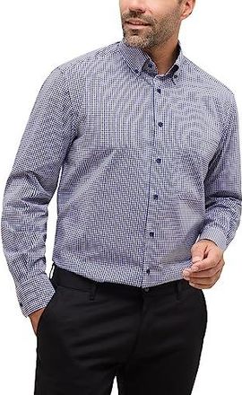 Eterna Homme Chemise en Popeline Comfort FIT 1/1 Bleu Marine 43_H_1/1