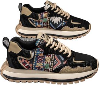 Generic Chaussures tendance tendance pour homme avec broderie, sport, loisirs, semelle &eacute;paisse et confortable, noir, 7-11.5