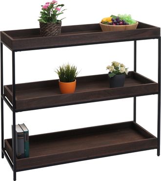 Mendler Regal HWC-K71, Standregal Pflanzregal Bücherregal, Holz Metall 3 Ablagen 90x100x35cm - Dunkelbraun